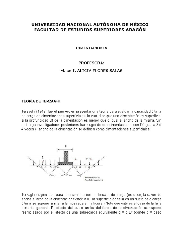 Teoría de Terzaghi en Cimentaciones | PDF | Fundación (Ingeniería)