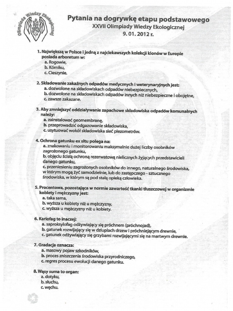 Olimpiada Ekologia - z4 | PDF