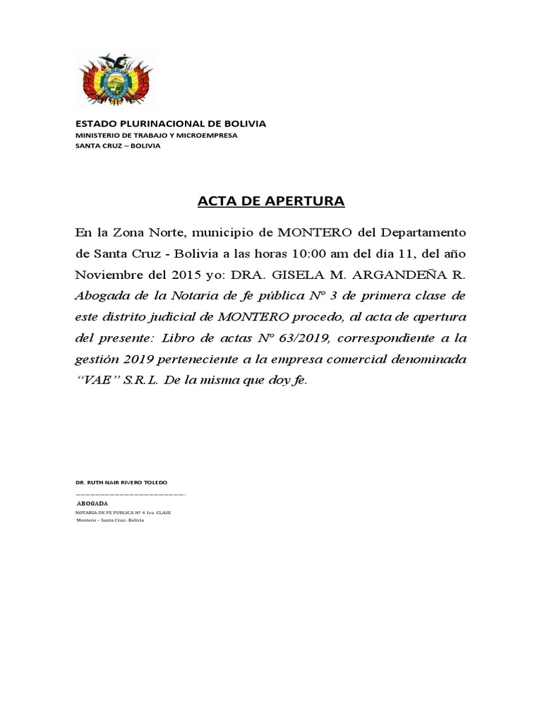 Modelo De Libro De Actas