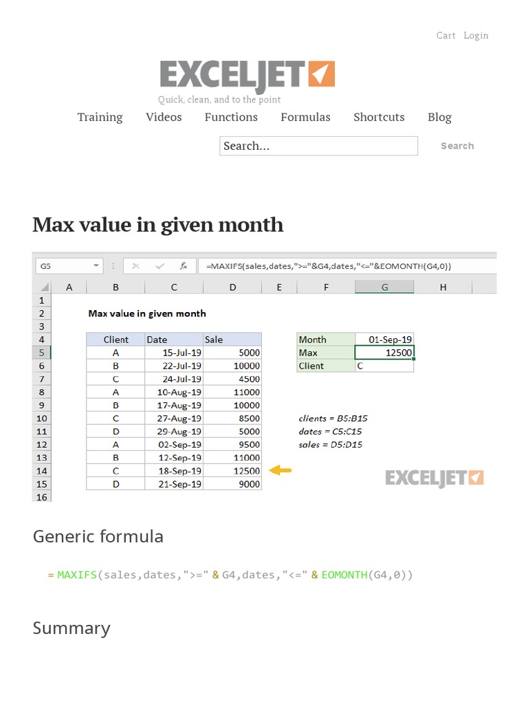 Excel Formula - Max Value in Given Month - Exceljet | PDF | Computing ...