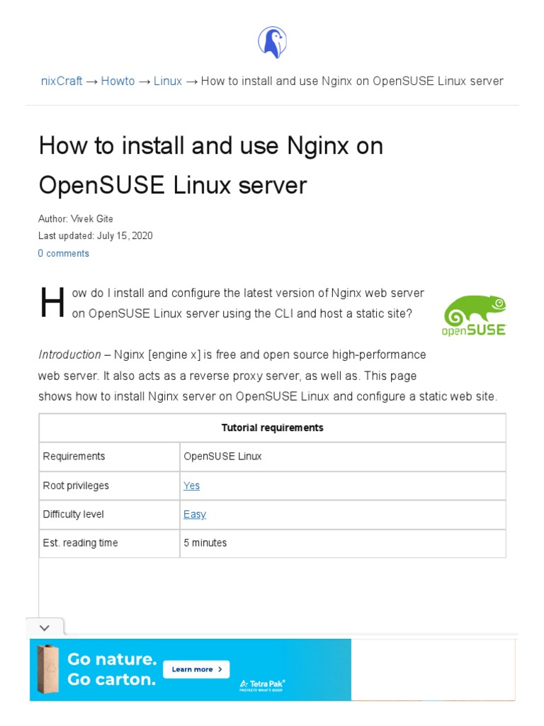 How To Install and Use Nginx On OpenSUSE Linux Server - Nixcraft | PDF
