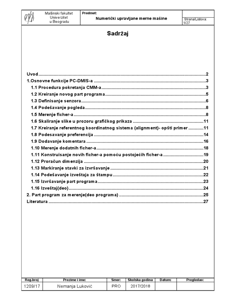 Numericki Upravljane Merne Masine - Seminarski Rad | PDF
