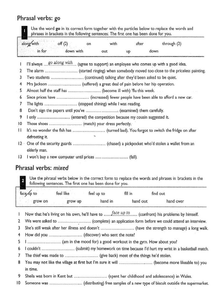 11-1 Phrasal Verbs Go | PDF