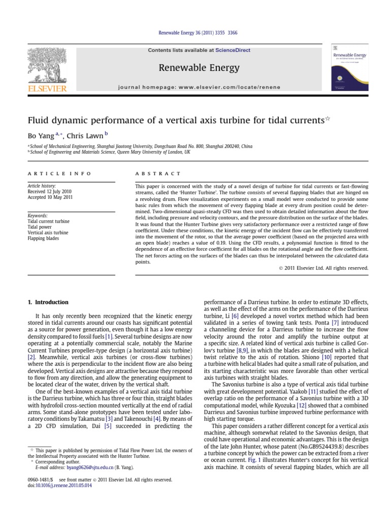 Performance VATfor Tidal Current | PDF | Turbine | Wind Turbine
