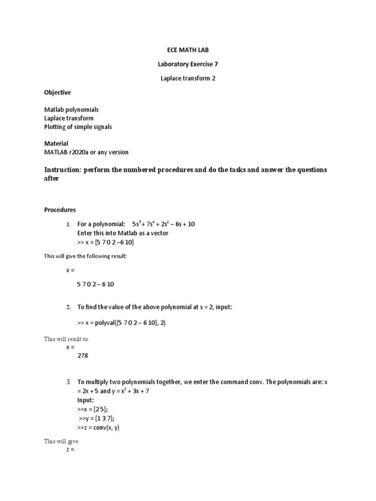 Instruction: Perform The Numbered Procedures and Do The Tasks and ...