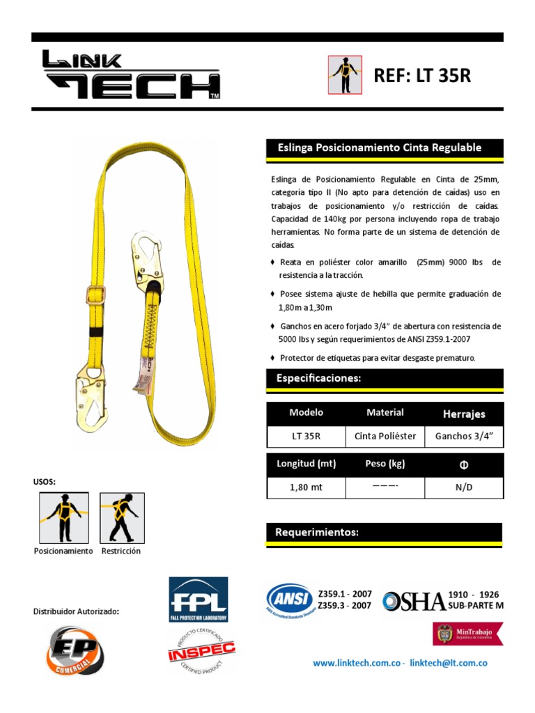 Eslinga de Posicionamiento Link Tech | PDF | Tecnología