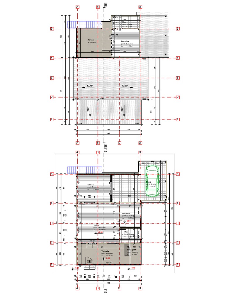 Floor plan drawing of a two-story residential building with dimensions ...