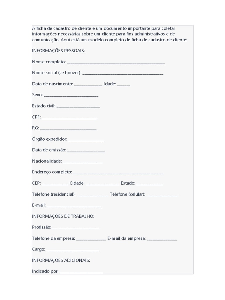 Cadastro cliente | PDF