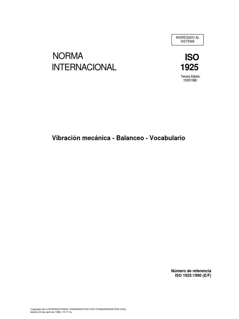Iso 1925 | PDF | Rotación | Organización internacional para la ...