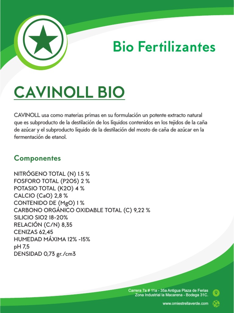 Ficha Tecnica Cavinol Bio | PDF