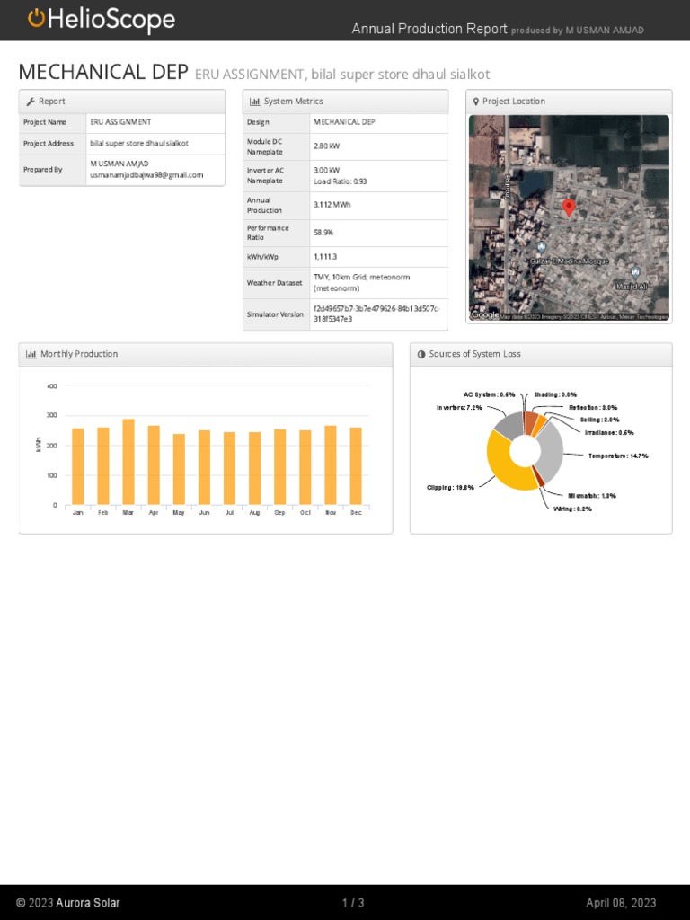 Helioscope Simulation 11687510 Summary | PDF | Solar Energy | Energy ...