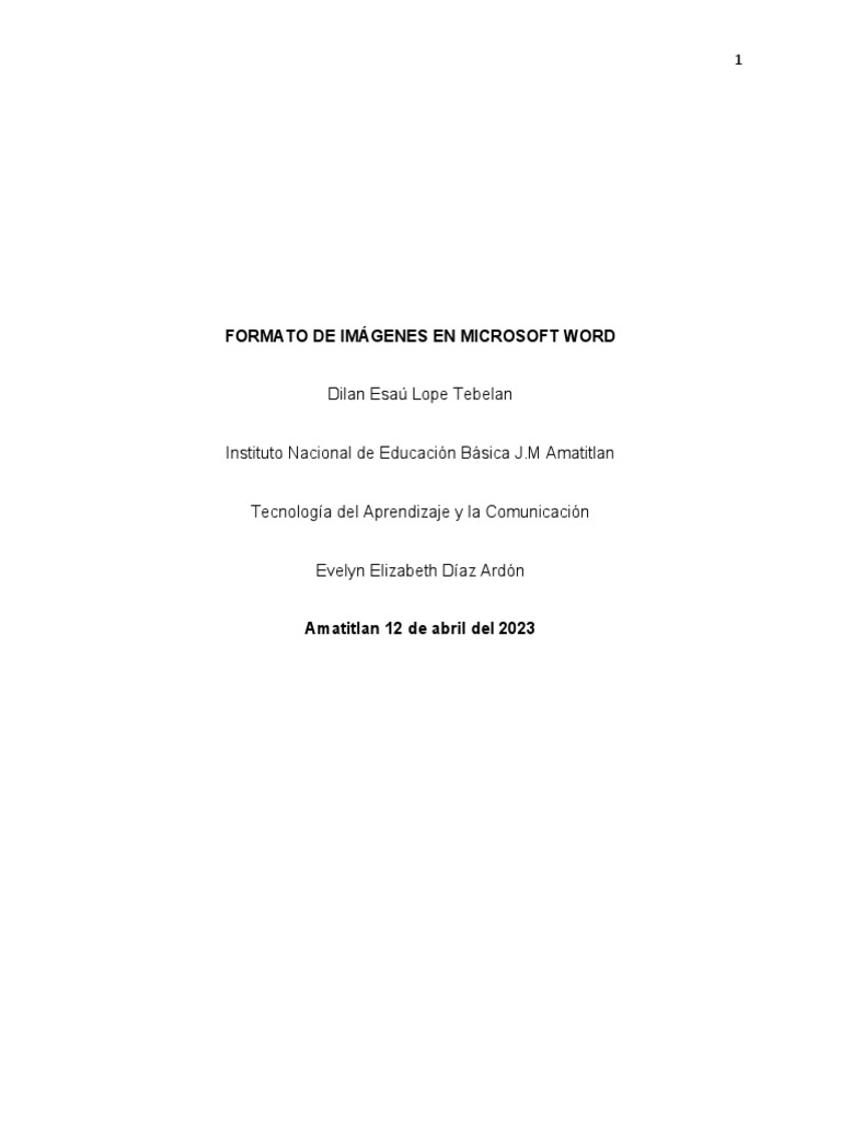 Formato de Imágenes en Microsoft Word | PDF | Bibliografía | Microsoft Word Formato de Imágenes en Microsoft Word | PDF | Bibliografía | Microsoft Word