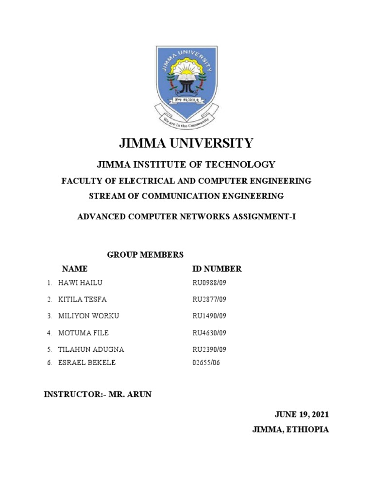 Jimma University: Jimma Institute of Technology | PDF | Internet Protocols | Osi Model