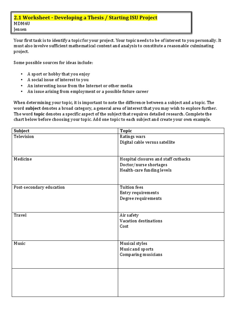 Thesis Project Planning Guide | PDF | Sampling (Statistics ...