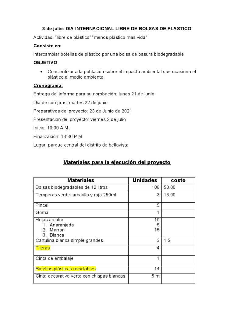 Dia Internacional Libre de Bolsas de Plastico | PDF
