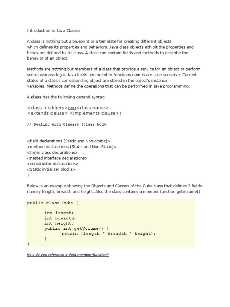 Introduction To Classes And Objects Pdf Method Computer 7525