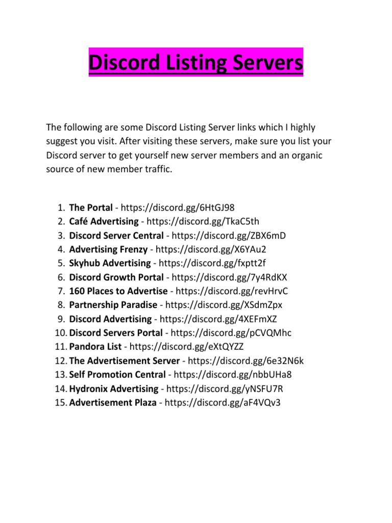 Discord Listing Servers | PDF