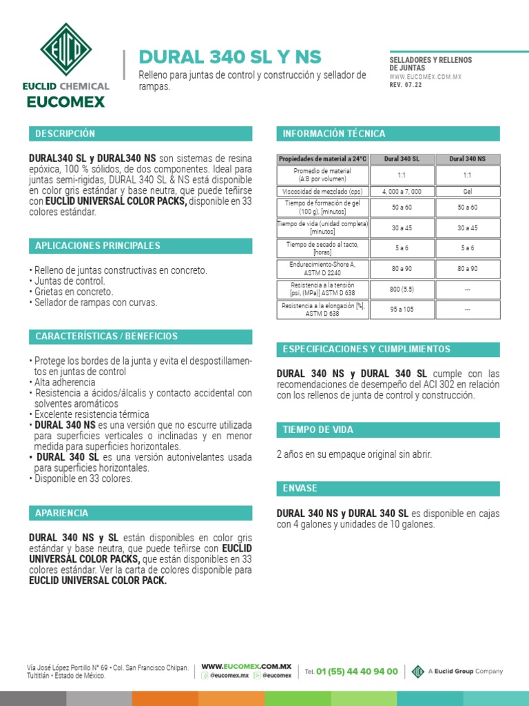 Dural 340 SL Y NS: Descripción Información Técnica | PDF | Hormigón ...