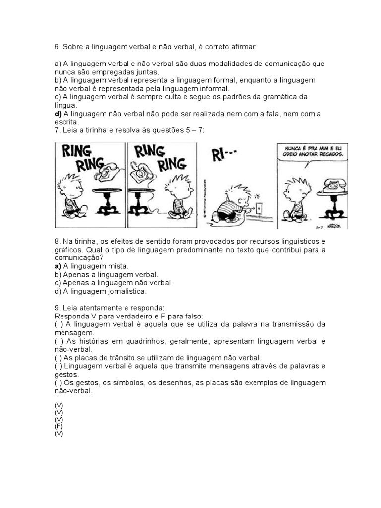 Atividade Linguagem Verbal Não Verbal E Mista Pdf 9775