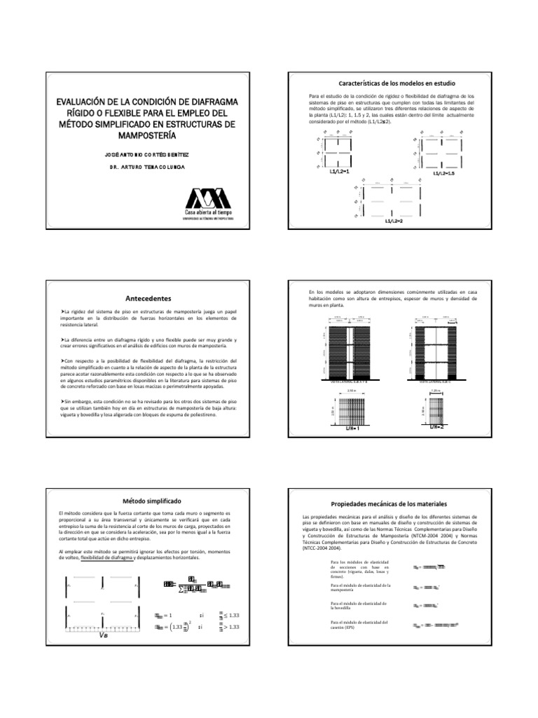 Evaluación de La Condición de Diafragma Rígido o Flexible para El Empleo Del Método Simplificado ...