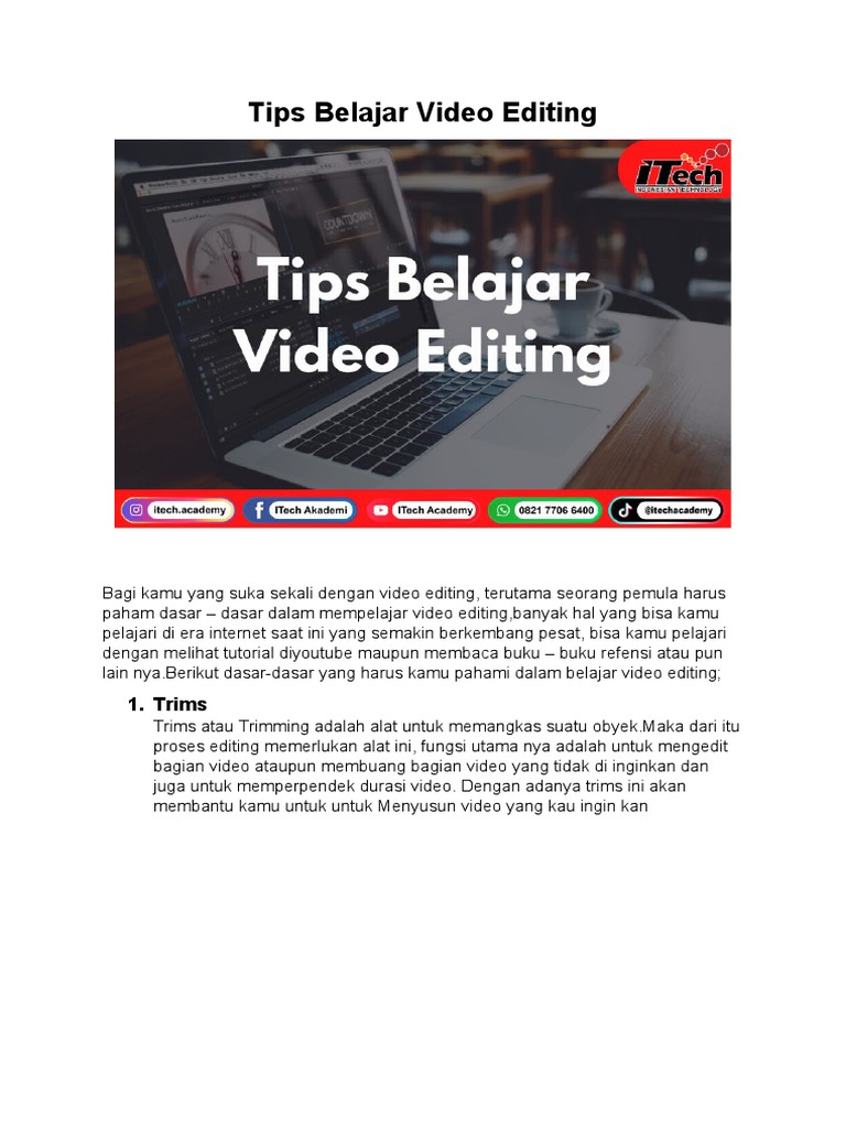 Tips Belajar Video Editing | PDF