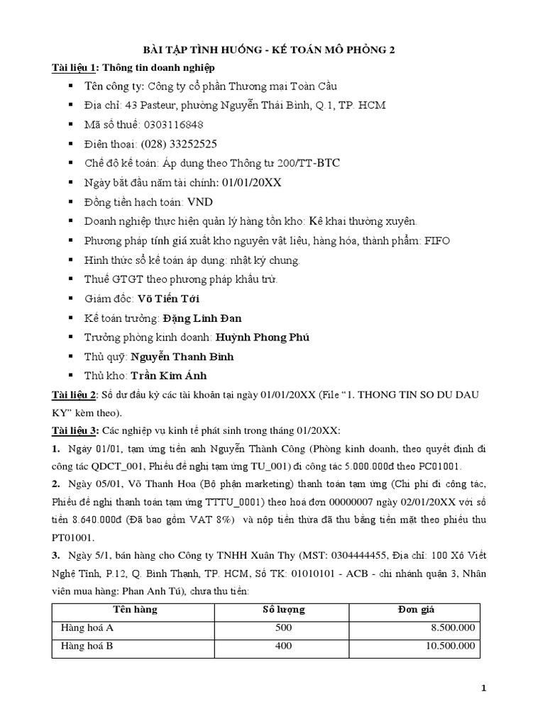 Bai Tap Tinh Huong | PDF