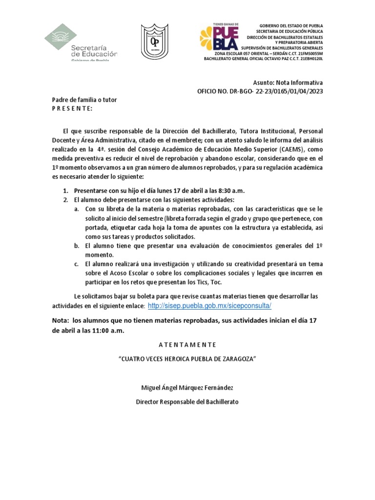 Nota Informativa | PDF