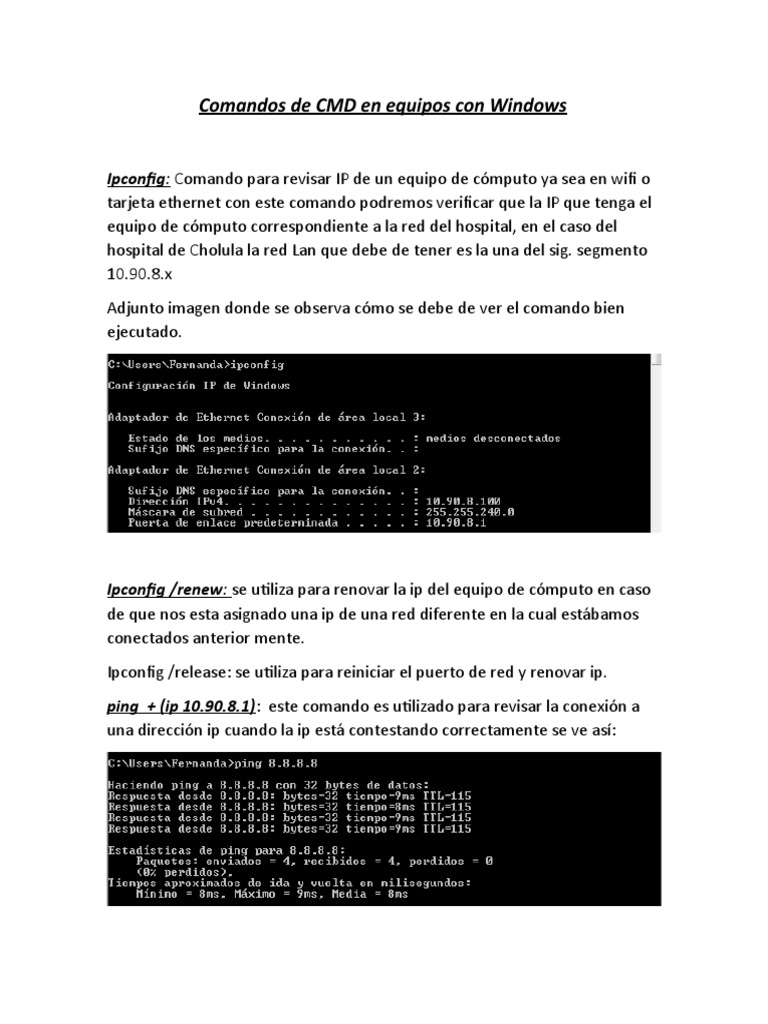 Comandos CMD para gestionar IP en Windows | PDF | Informática