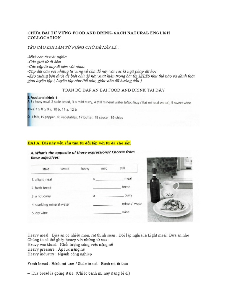 Food and Drink Vocabulary | PDF