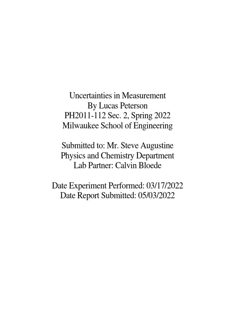 Uncertainties in Measurement | PDF | Errors And Residuals | Standard Error
