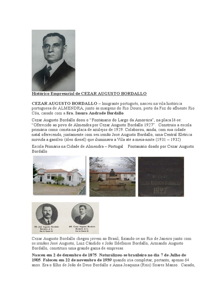 Biografia de Cezar Augusto Bordallo | PDF | Brasil | Portugal