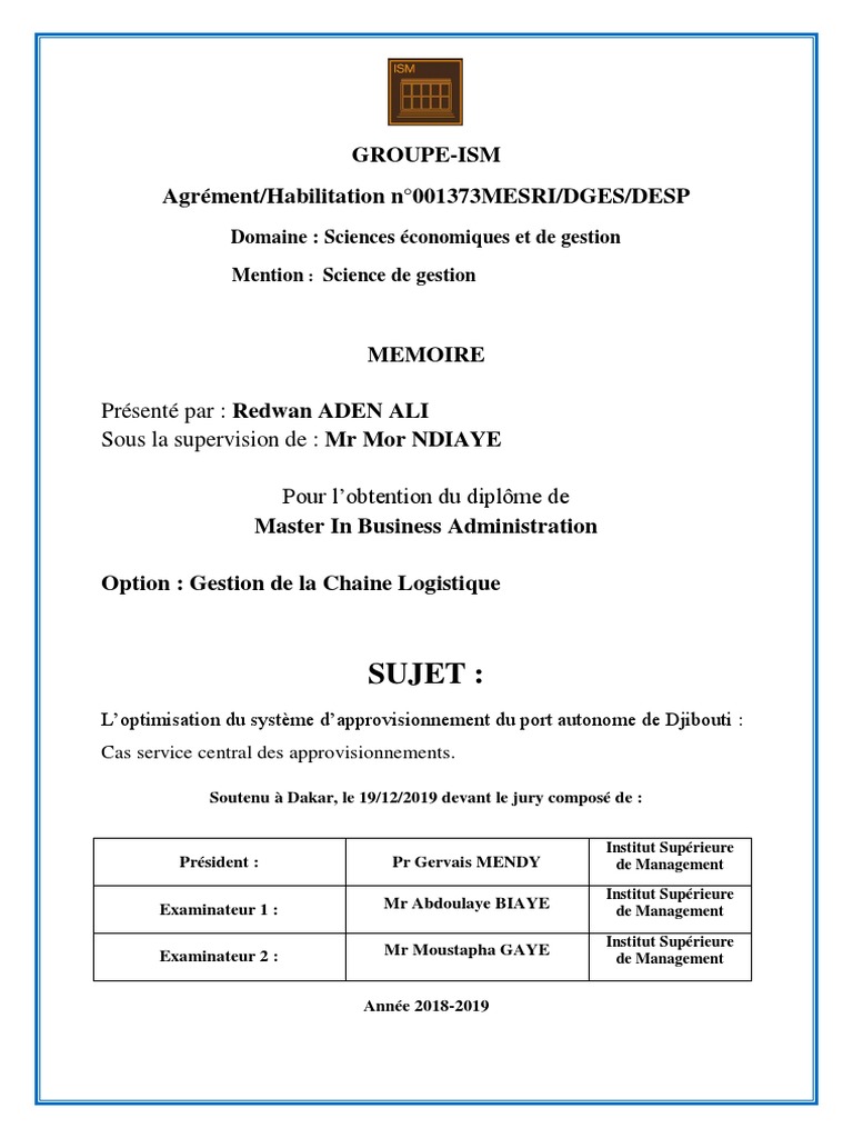 Mémoire Fin D'etude de Master II en Supply Chain Management | PDF | Logistique | Business