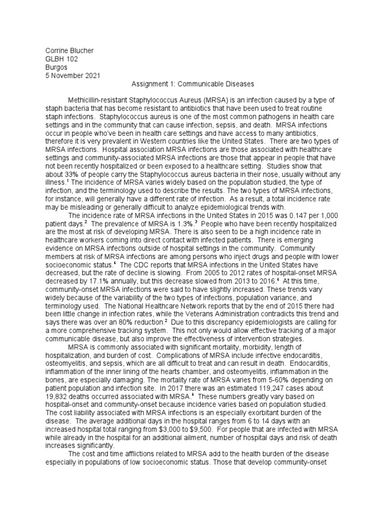 Communicable Disease Paper | PDF | Methicillin Resistant Staphylococcus ...
