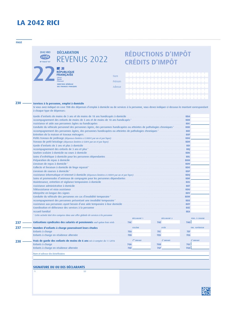 Déclaration 2042 RICI 2022 | PDF | Invalidité | Commerce