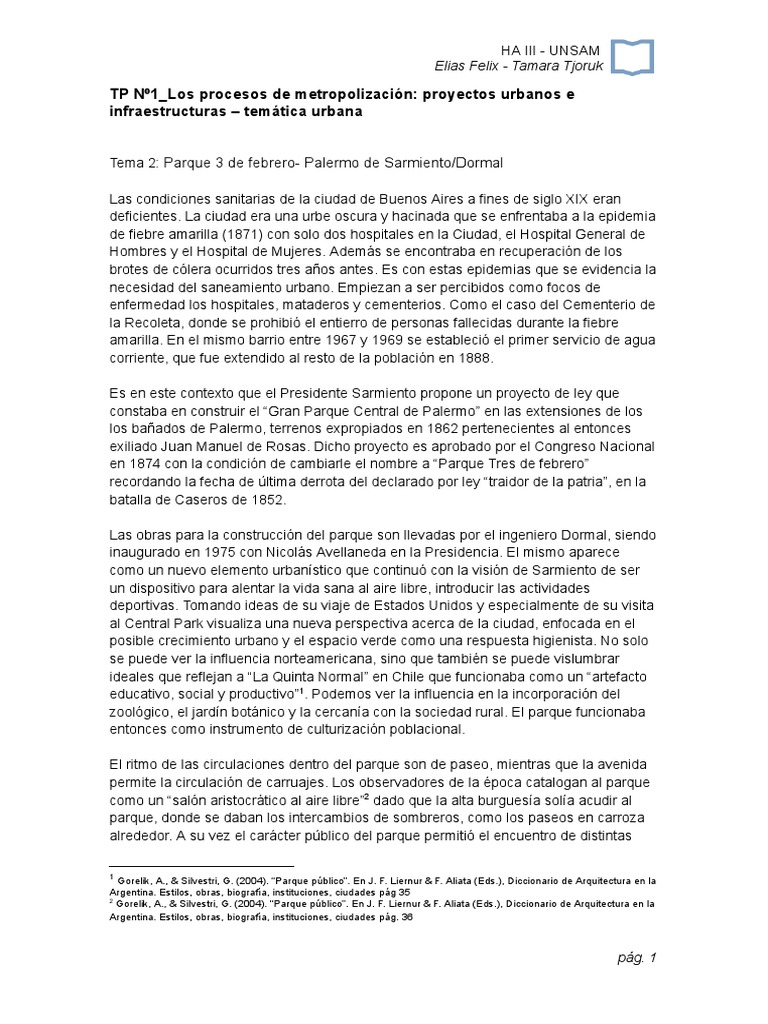 TP Nº1 - Los Procesos de Metropolización: Proyectos Urbanos e Infraestructuras - Temática Urbana ...