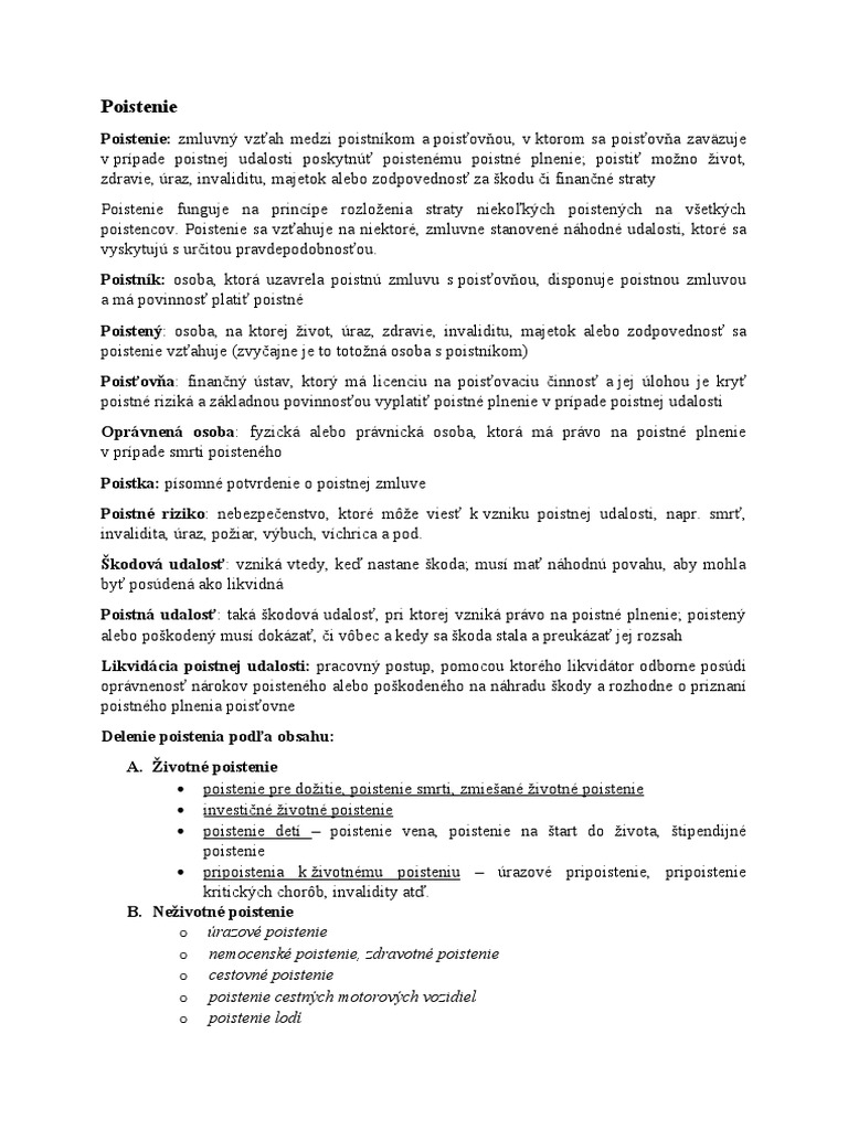 Poistenie Podľa Obsahu | PDF