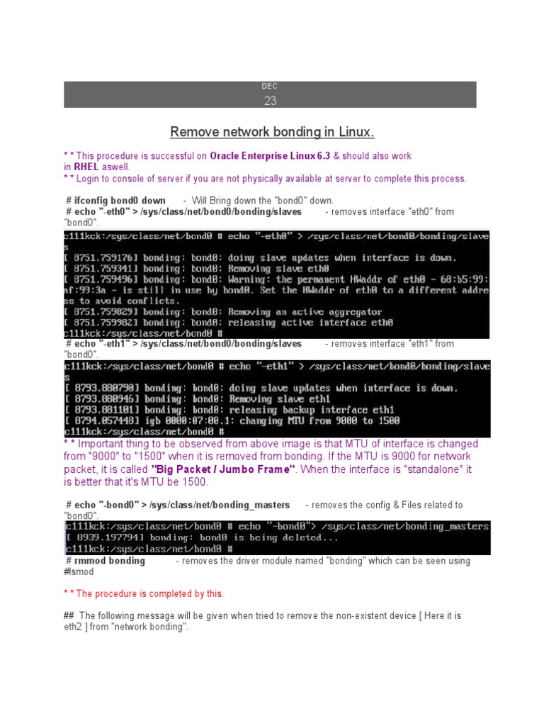 Linux Network Bonding Removal Guide | PDF | Computers