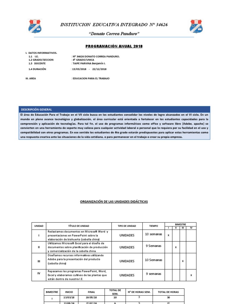 Ept-Tic4º-Programa Anual | PDF | Microsoft | Red mundial