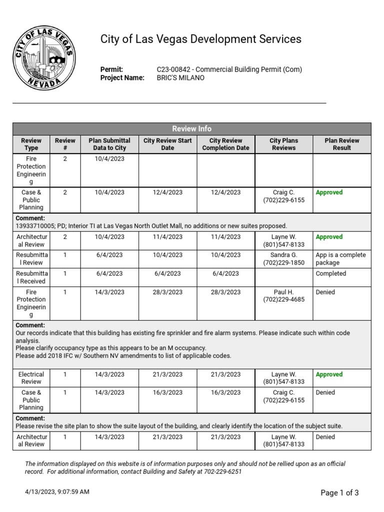 City of Las Vegas Development Services: Permit: Project Name | PDF