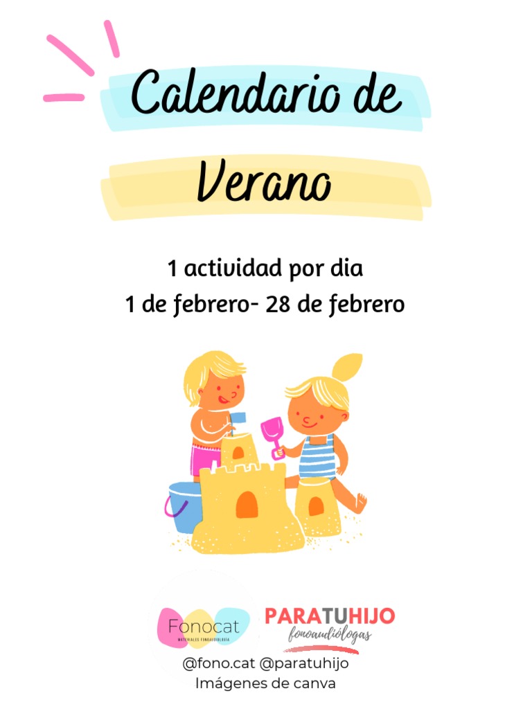 Calendario de Verano: 1 Actividad Por Dia 1 de Febrero-28 de Febrero | PDF