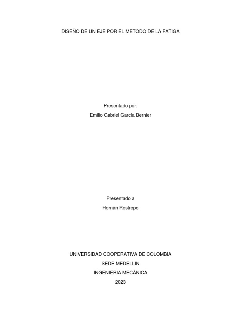 Diseño de Eje Por Fatiga | PDF | Métodos y materiales de enseñanza