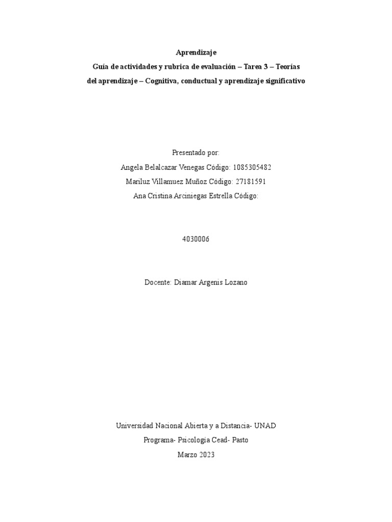 Aprendizaje Tarea 3 | Descargar gratis PDF | Aprendizaje | Memoria