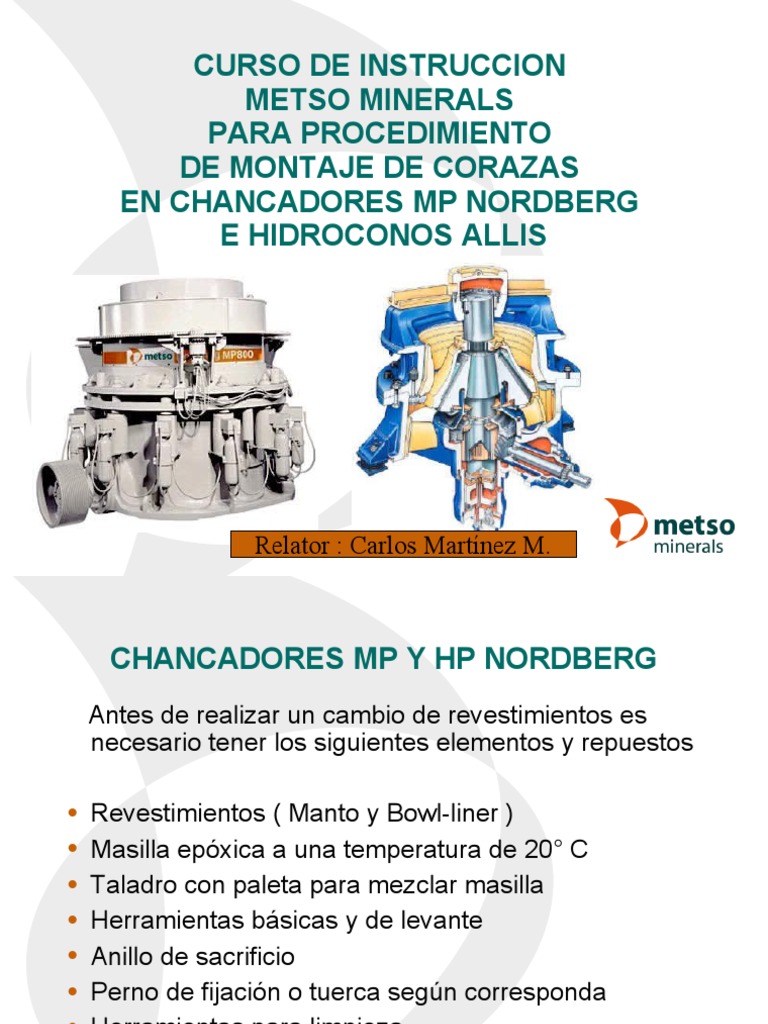 Curso de Instruccion Metso Minerals para Procedimiento de Montaje de ...
