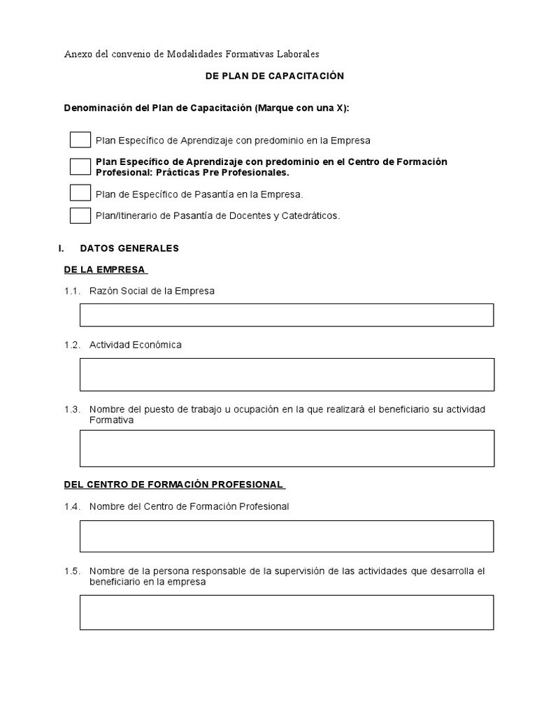 Modelo De Plan De Capacitación Pdf Desarrollo Profesional Evaluación