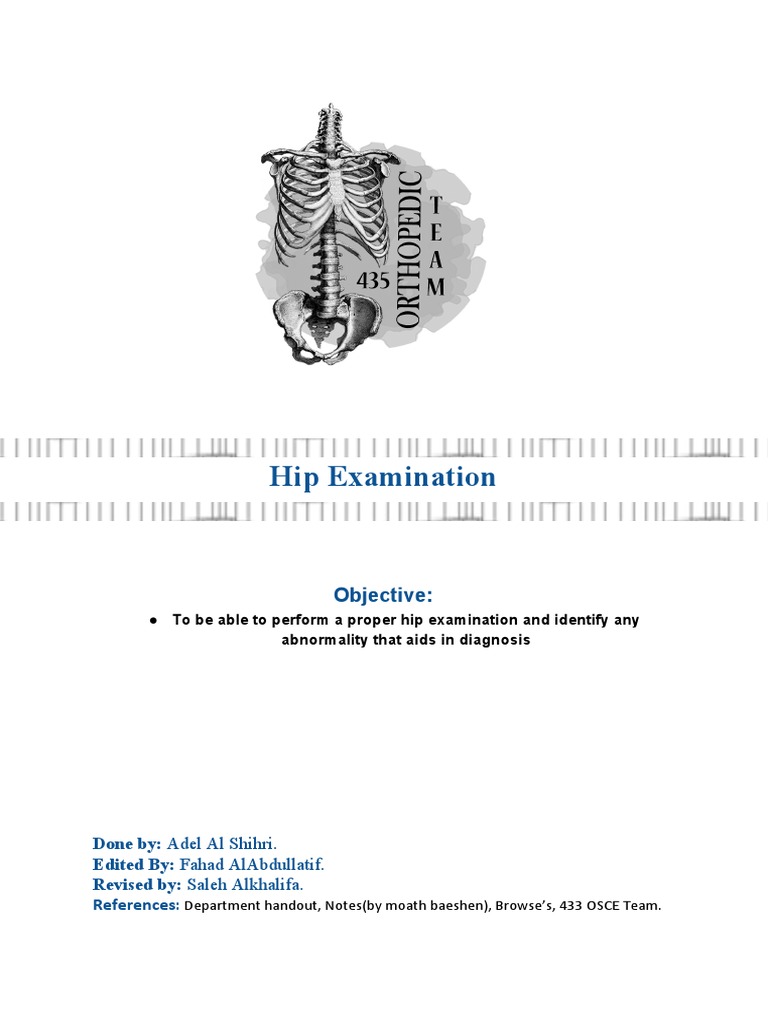 Hip Examination | PDF | Human Leg | Pelvis