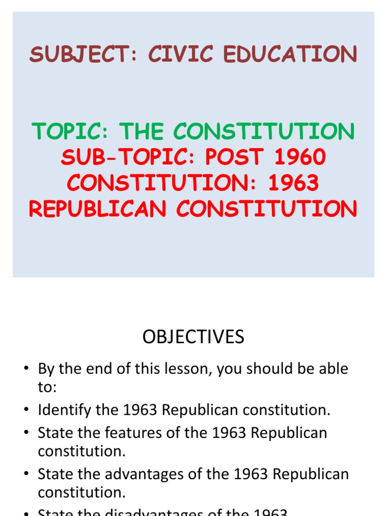 1963 Republican Constitution | PDF | Constitution | Heads Of State