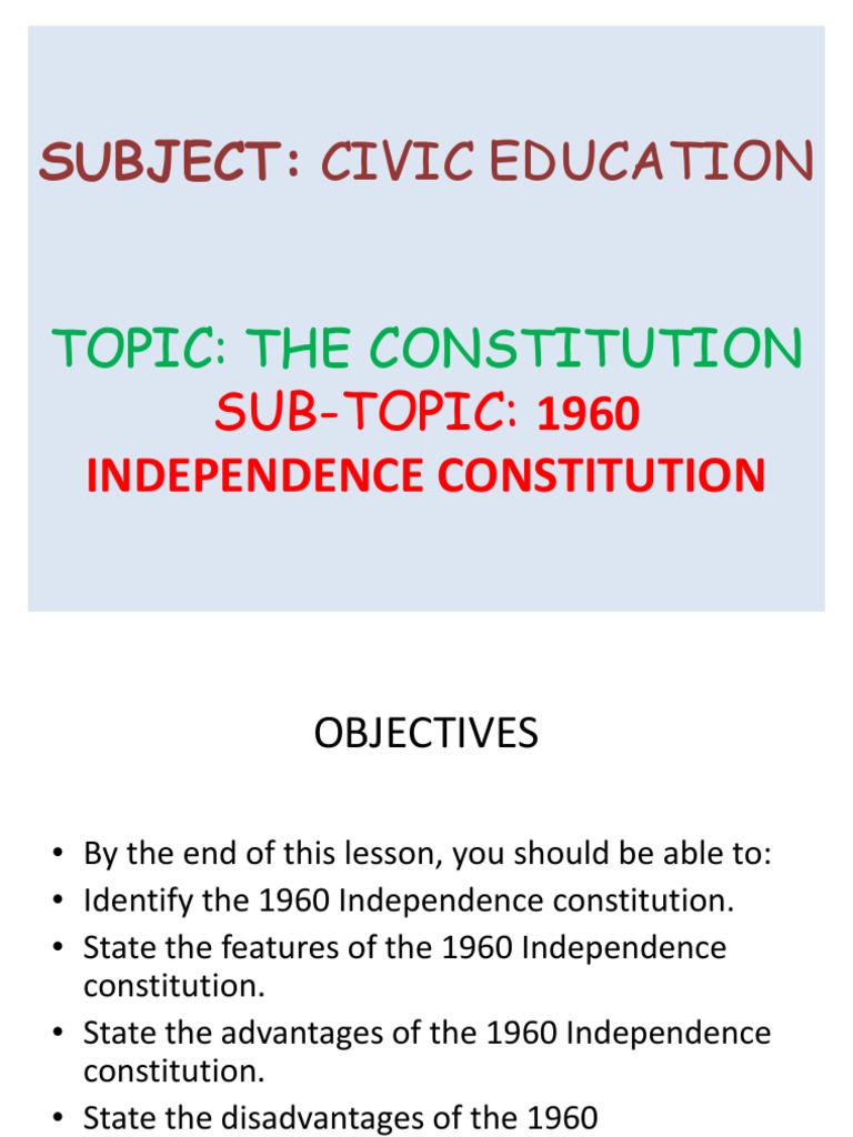 1960 Independence Constitution Overview | PDF | Politics | History