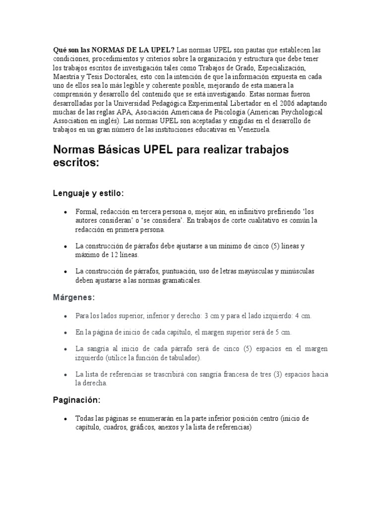 Qué son las NORMAS DE LA UPEL | PDF | Comillas | Lingüística