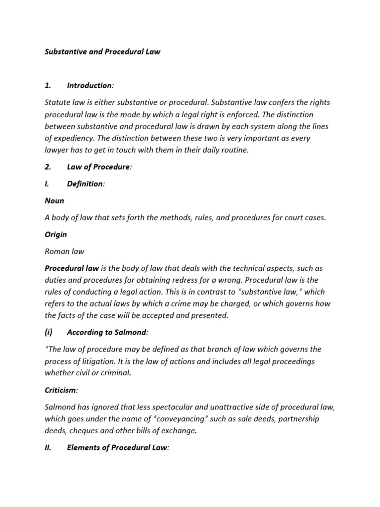 Substantive and Procedural Law | PDF | Procedural Law | Lawsuit
