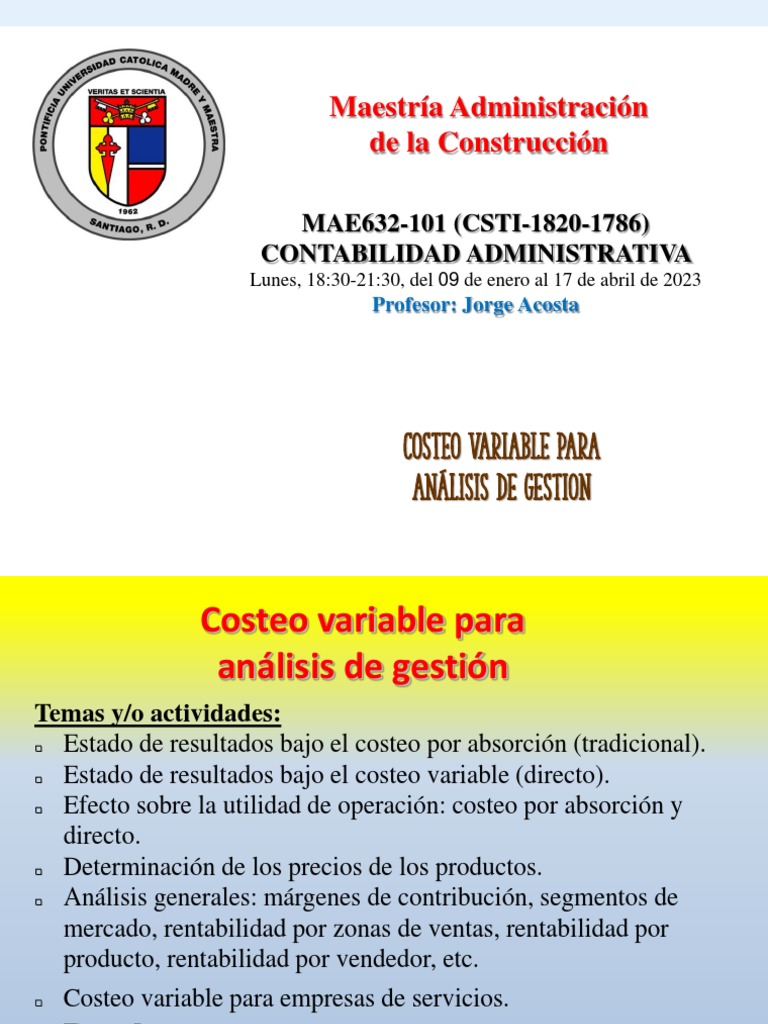 5 Costeo Variable para Análisis de Gestión | PDF | Estado financiero ...